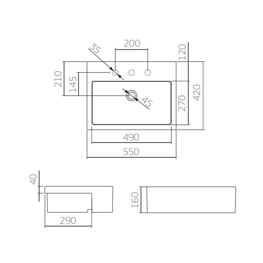 Cuba de Semi Encaixe Retangular Branca com Mesa 55x42cm L843 - Deca ...