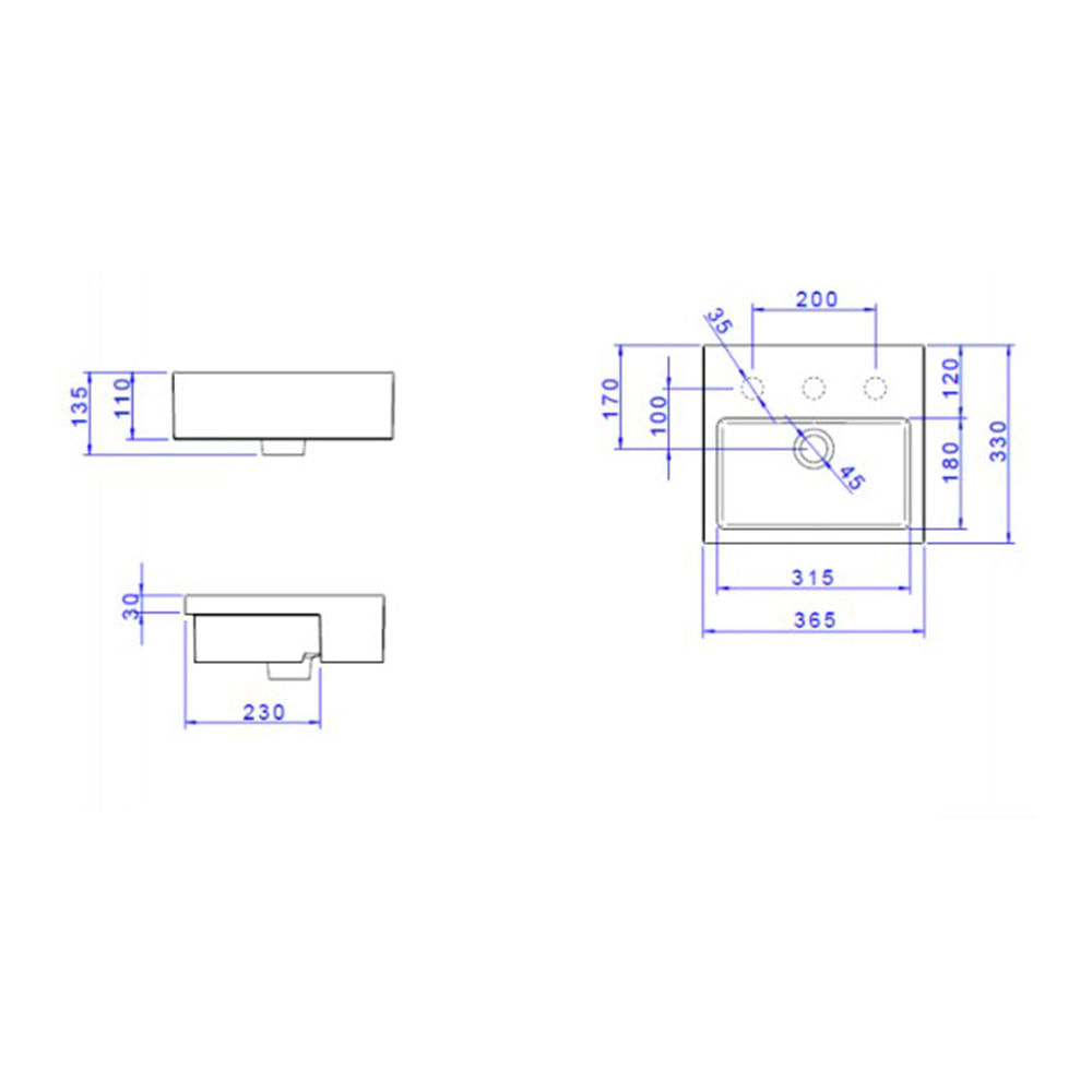 Cuba de Semi Encaixe Retangular Branca 36,5x33cm L733 - Deca - padovani
