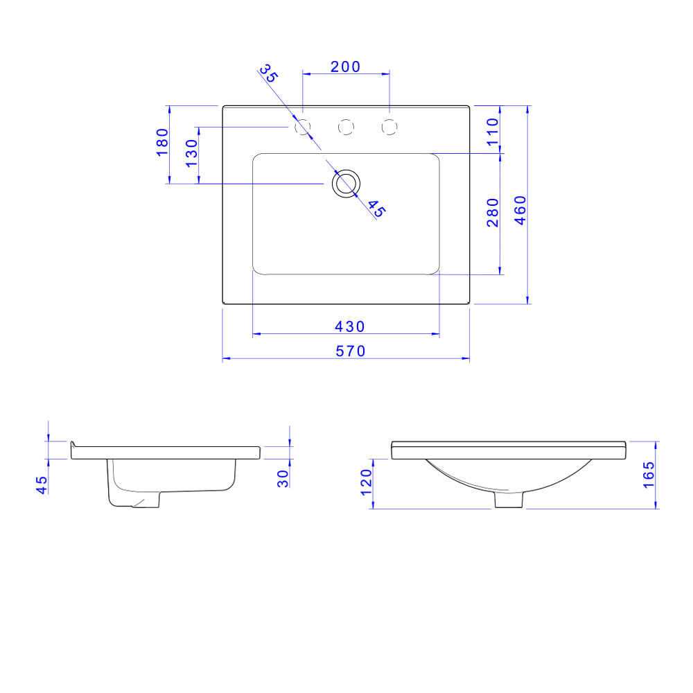 Cuba de Sobrepor Retangular Branca com Mesa 57x16,5cm L940 - Deca ...