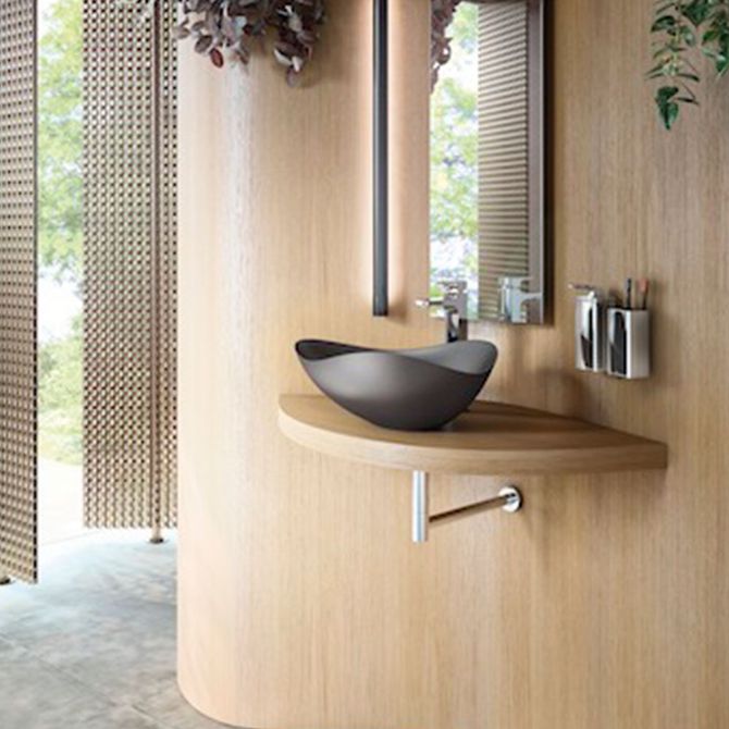 Cuba de Apoio Oval Ruy Ohtake 55x38,5cm Café - Roca - padovani