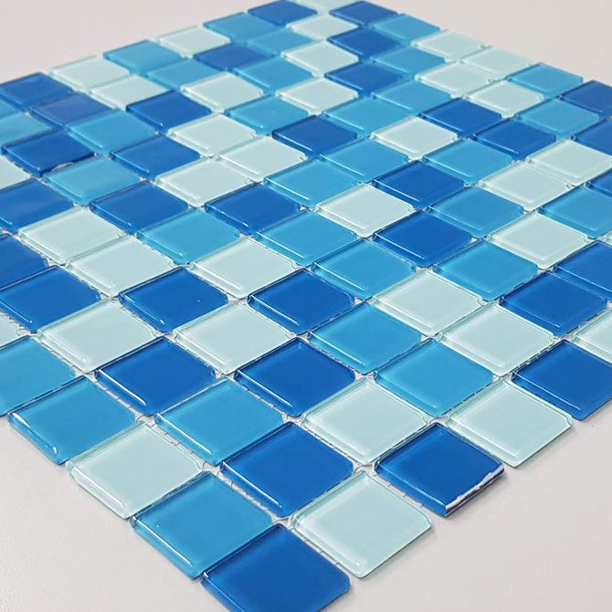 Pastilha de Vidro Cristal Mescla Azul VGS9996 2,5x2,5cm Placa de ...