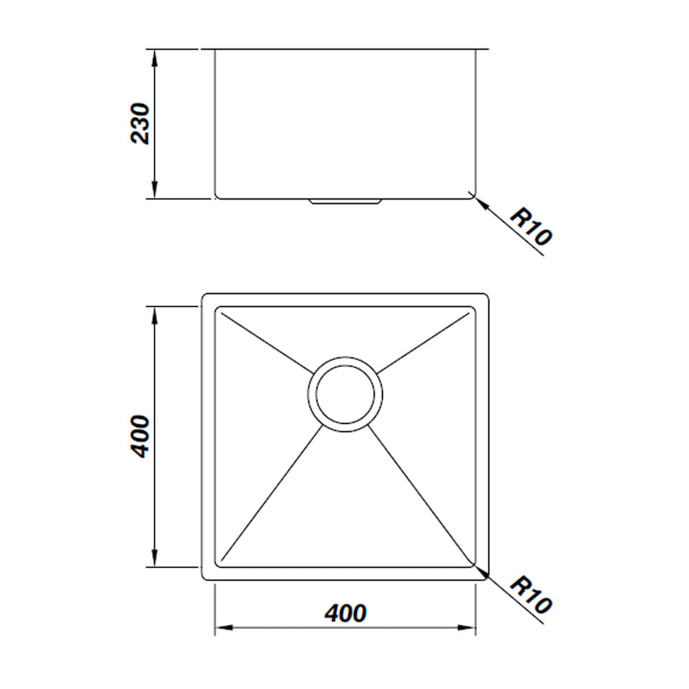 Cuba para Cozinha Retângular Linha Reta Inox 40x40x15cm 1mm Escovada ...