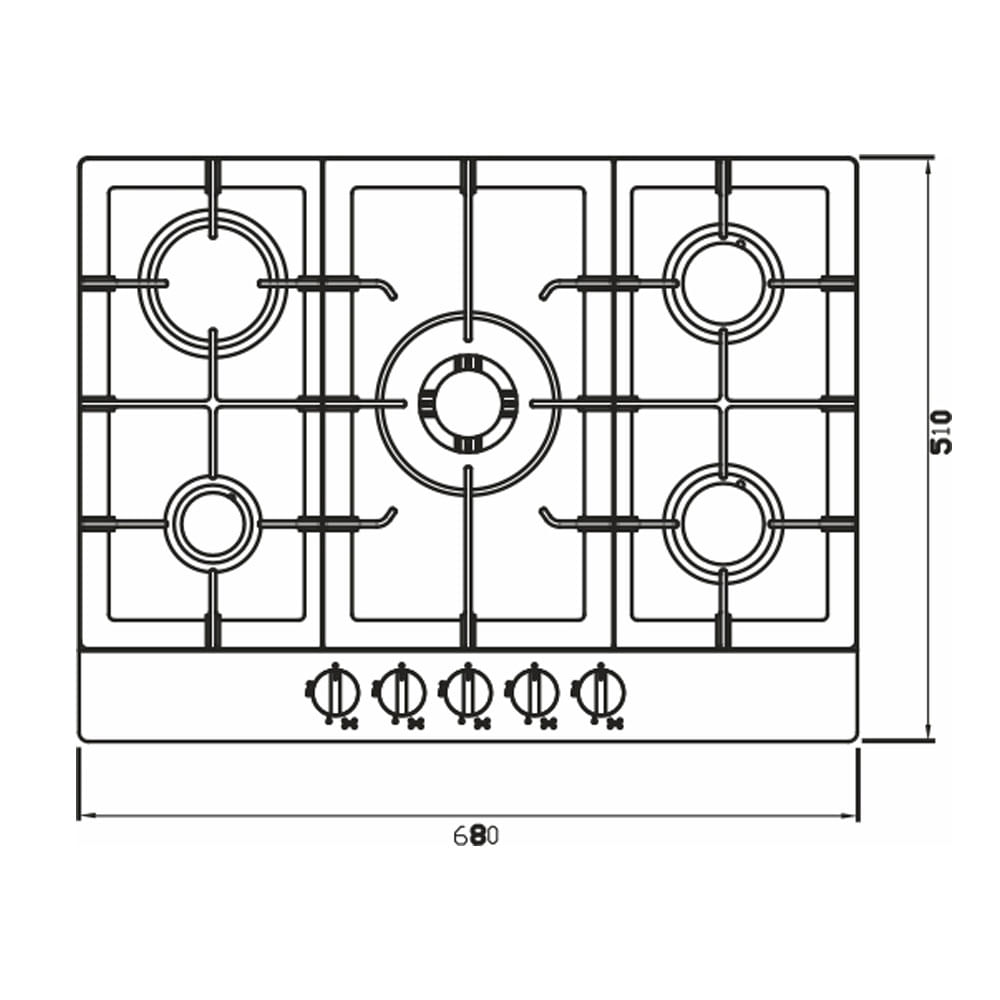 Cooktop Zurique Aço Inox 5 Bocas 70cm - 41207 - Debacco - padovani