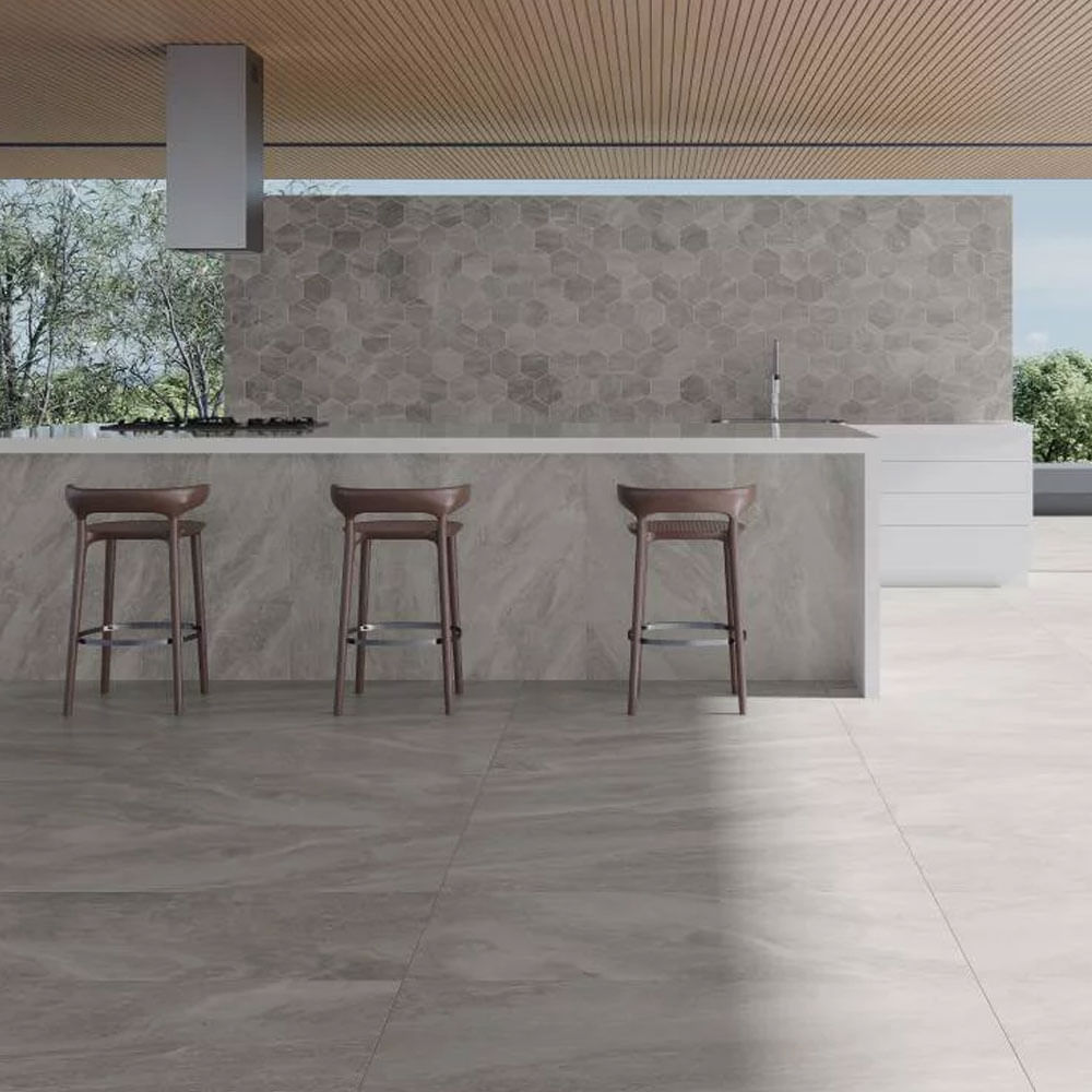 Porcelanato Storm Gray Natural Retificado 90x90cm - Portobello - padovani
