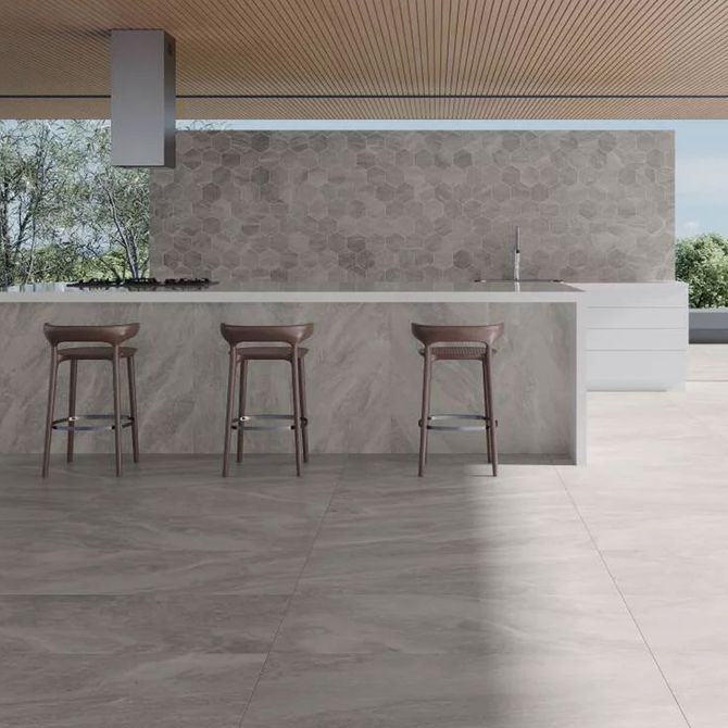 Porcelanato Storm Gray Natural Retificado 90x90cm - Portobello - padovani