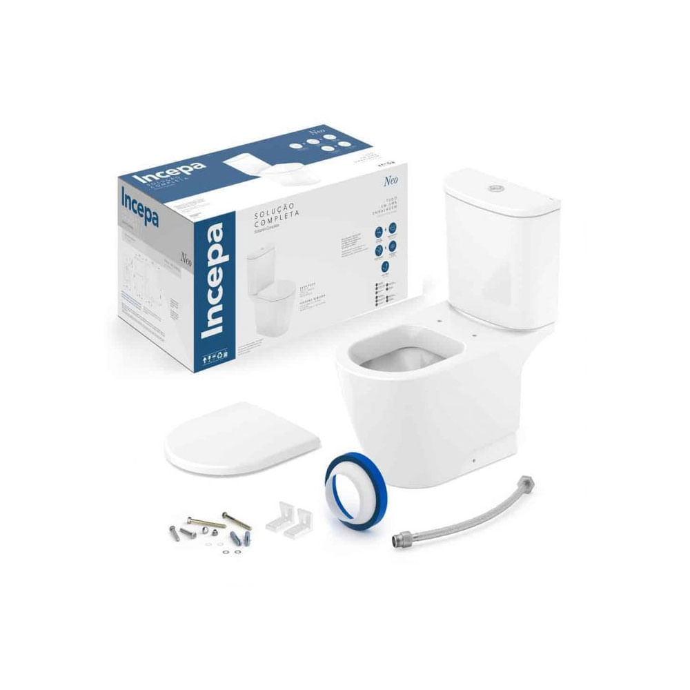 Kit Bacia com Caixa Acoplada Neo Branco - Incepa - padovani
