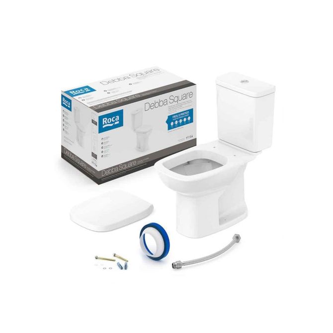 Kit Bacia com Caixa Acoplada Debba Square Branco - Roca - padovani